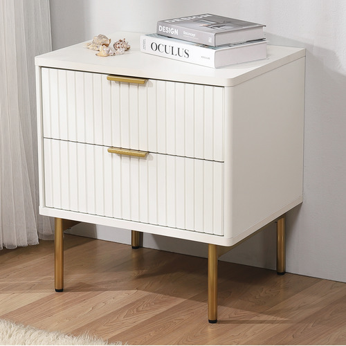 Cape Furniture Lilah 2 Drawer Ribbed Bedside Table Temple Webster